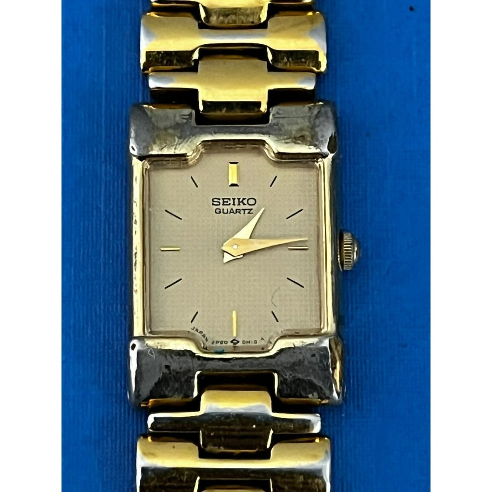Vintage Seiko Watch Ladies Gold Tone Rectangle 2p20-5… - Gem